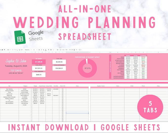 Wedding Planning Excel Spreadsheet Bundle | Wedding Planner for Your ...