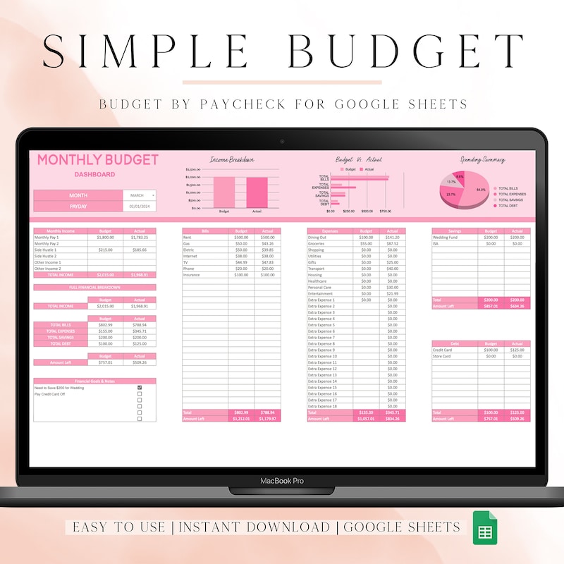 Interactive Budget Sheet - Etsy