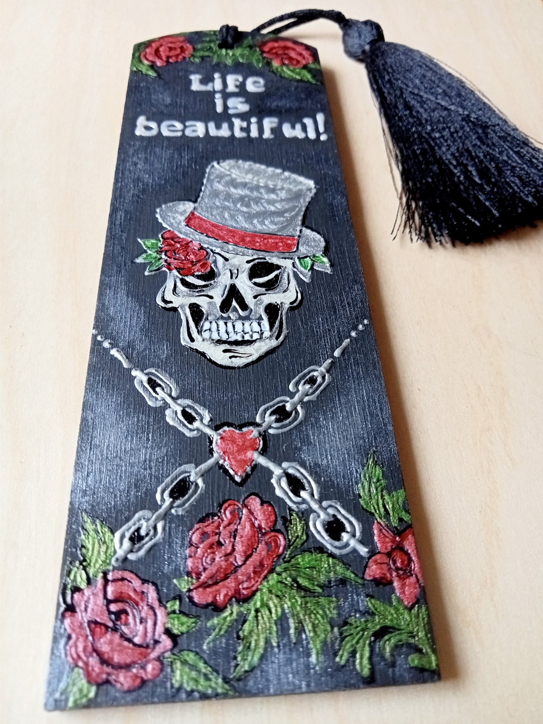 Gothic Bookmark | Skull and Rose Gothic | Horror Bookmark | Horror ...