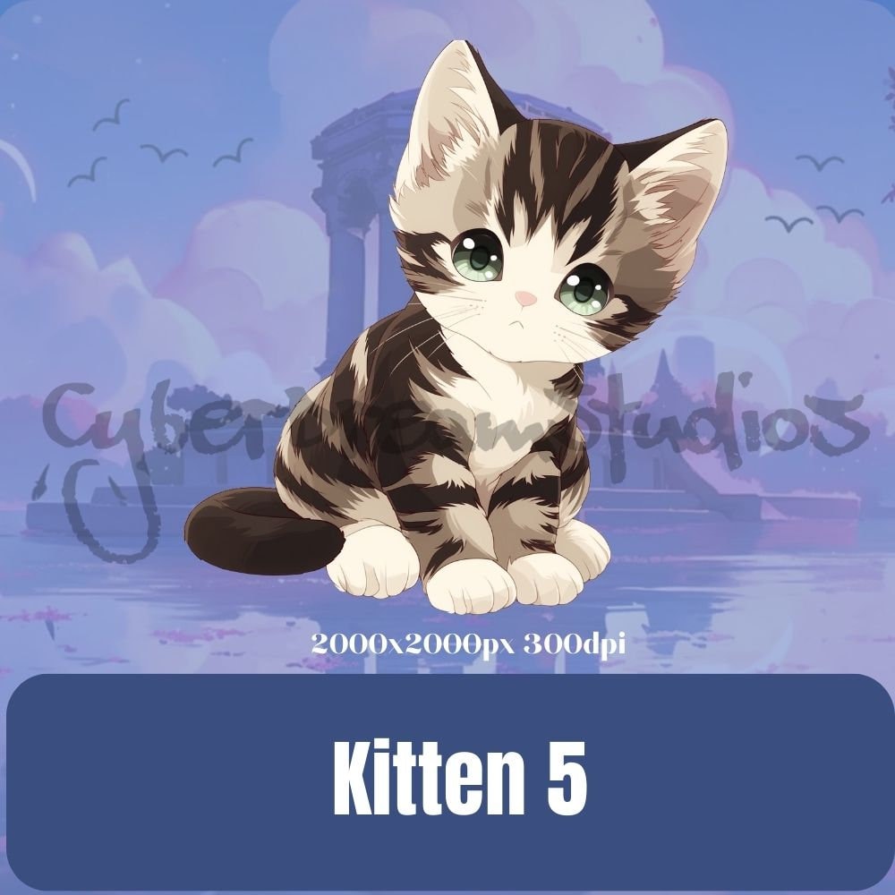 6 Cute Kitten Vtuber Cat Assets for Streaming - Commercial Use, High ...