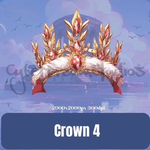 6 Cute Crowns Vtuber Assets for Streaming - Commercial Use, High ...