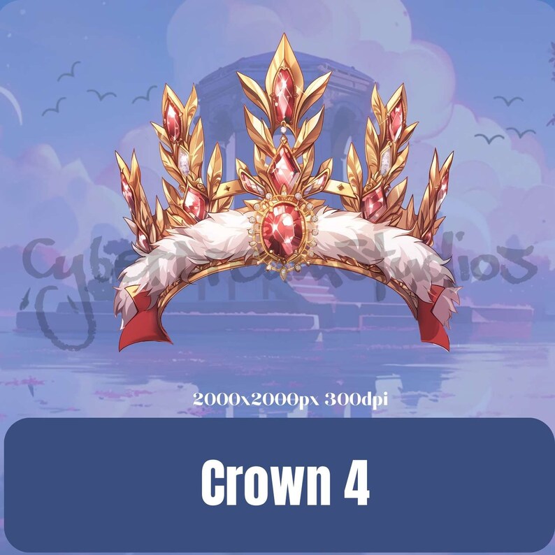 6 Cute Crowns Vtuber Assets for Streaming - Commercial Use, High ...