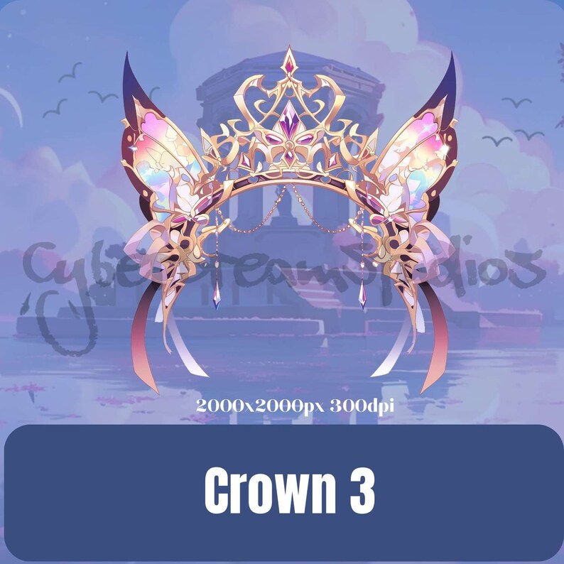 6 Cute Crowns Vtuber Assets for Streaming - Commercial Use, High ...