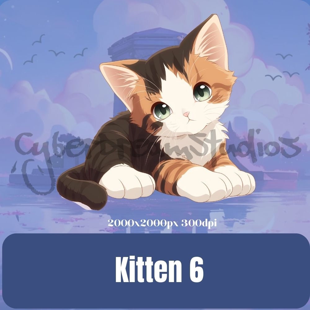 6 Cute Kitten Vtuber Cat Assets for Streaming - Commercial Use, High ...