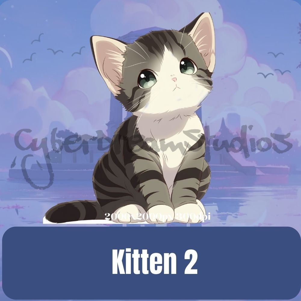 6 Cute Kitten Vtuber Cat Assets for Streaming - Commercial Use, High ...