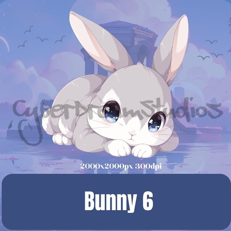 6 Cute Bunny Rabbit Vtuber Assets for Streaming - Commercial Use, High ...