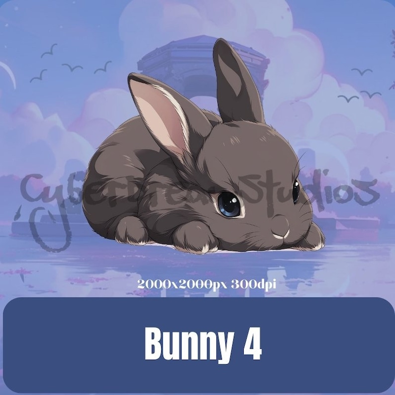 6 Cute Bunny Rabbit Vtuber Assets for Streaming - Commercial Use, High ...