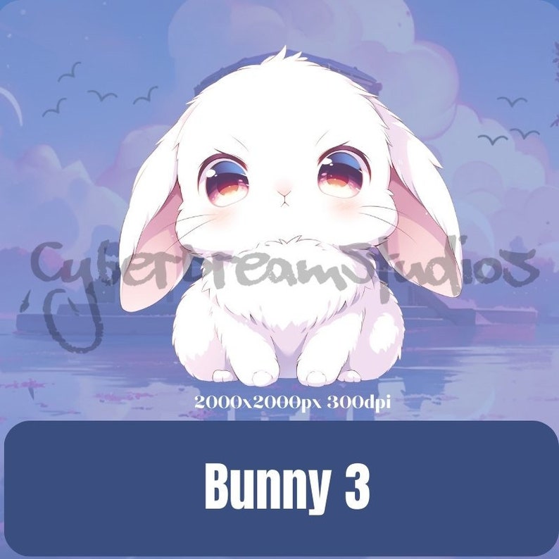 6 Cute Bunny Rabbit Vtuber Assets for Streaming - Commercial Use, High ...
