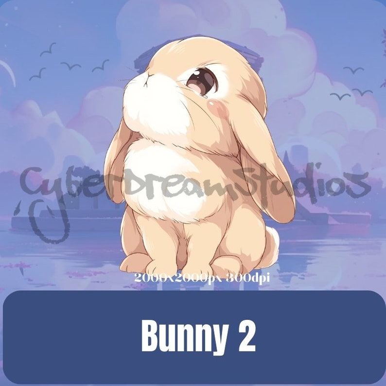 6 Cute Bunny Rabbit Vtuber Assets for Streaming - Commercial Use, High ...