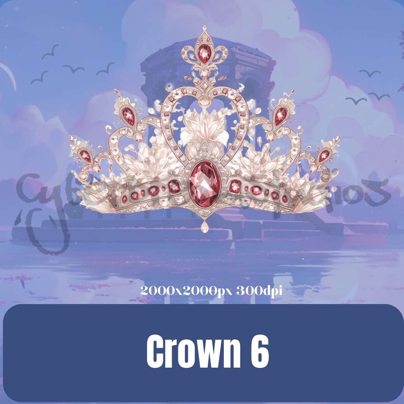 6 Cute Crowns Vtuber Assets for Streaming - Commercial Use, High ...