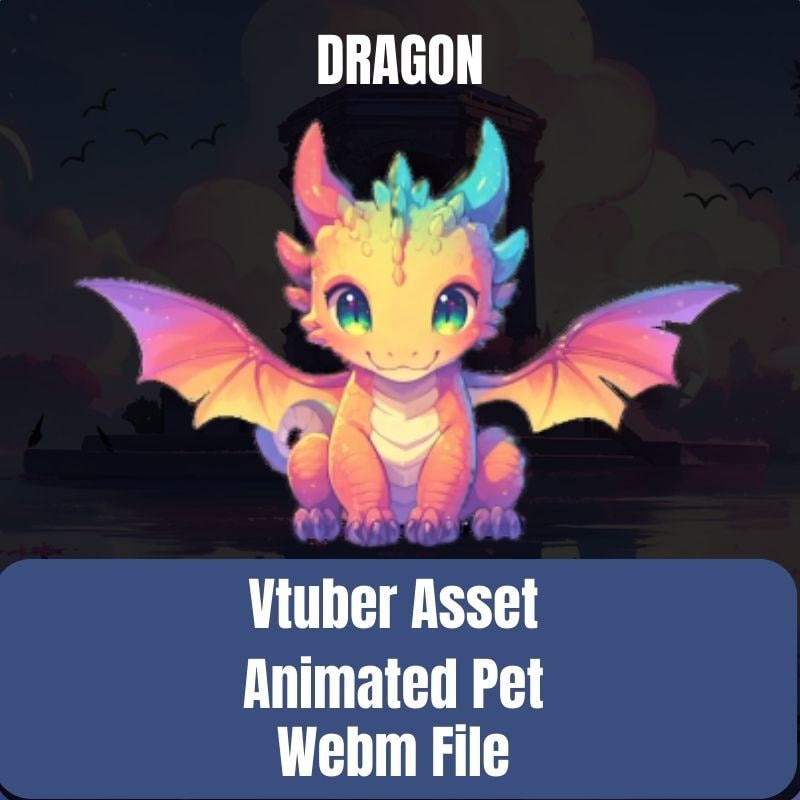 Animated Rainbow Baby Dragon Vtuber Pet Asset | HD Animation With ...