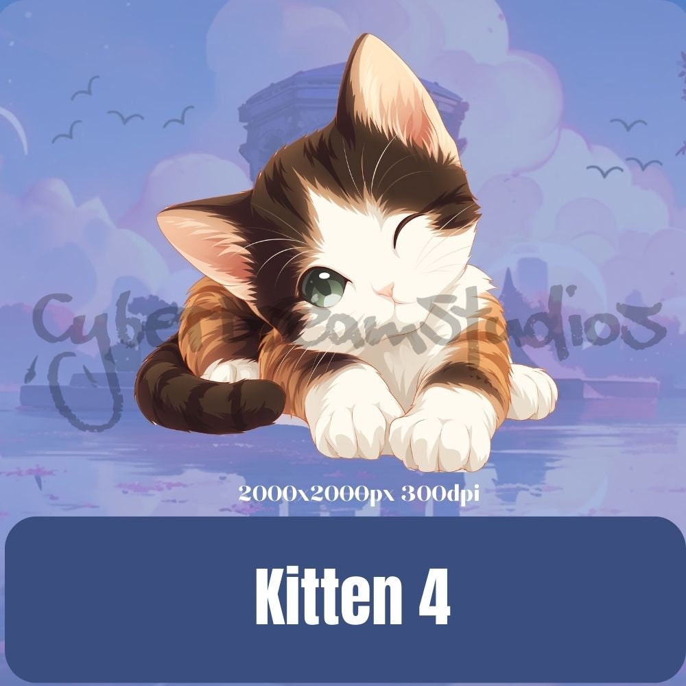 6 Cute Kitten Vtuber Cat Assets for Streaming - Commercial Use, High ...
