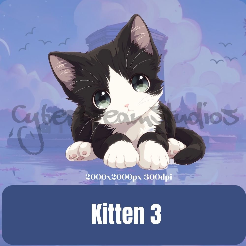 6 Cute Kitten Vtuber Cat Assets for Streaming - Commercial Use, High ...