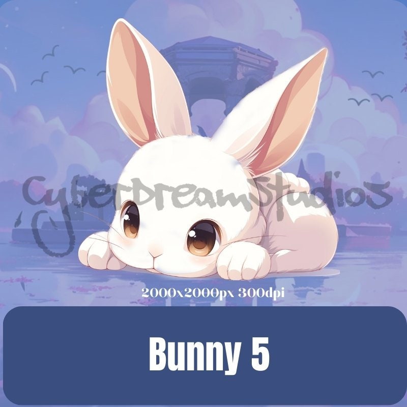 6 Cute Bunny Rabbit Vtuber Assets for Streaming - Commercial Use, High ...