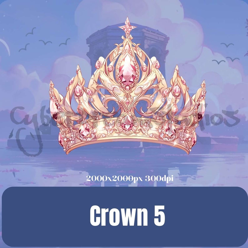 6 Cute Crowns Vtuber Assets for Streaming - Commercial Use, High ...