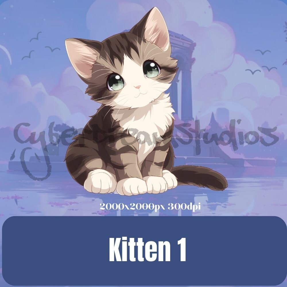 6 Cute Kitten Vtuber Cat Assets for Streaming - Commercial Use, High ...