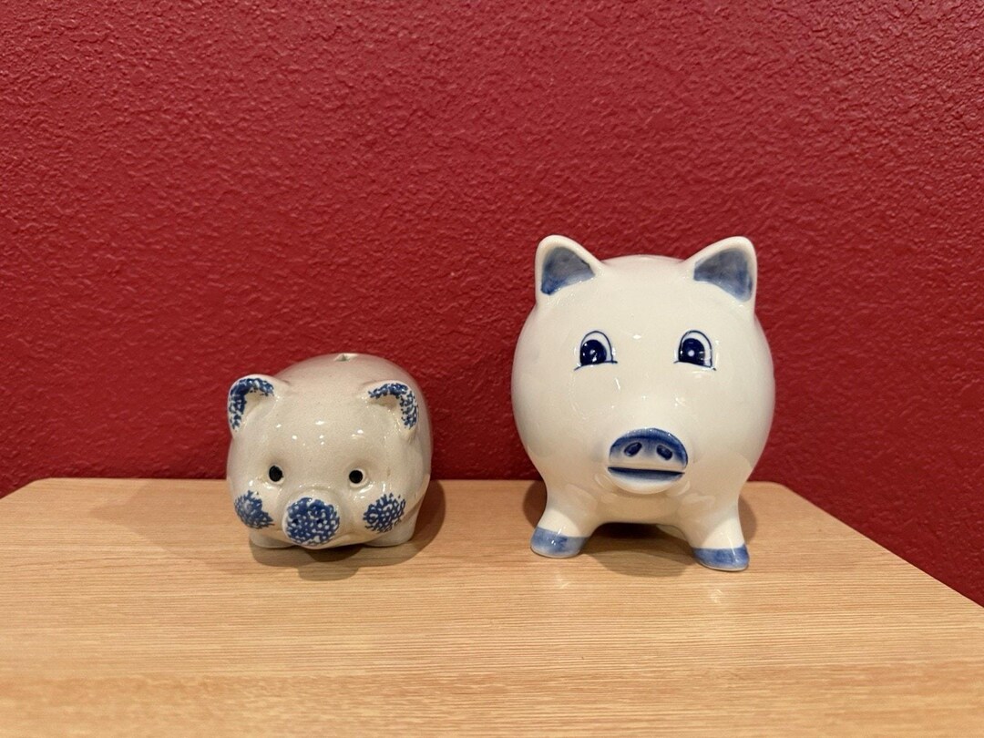 Delft Blue Pig Coin Bank Hand Painted Piggy Money Holland Dutch & One ...