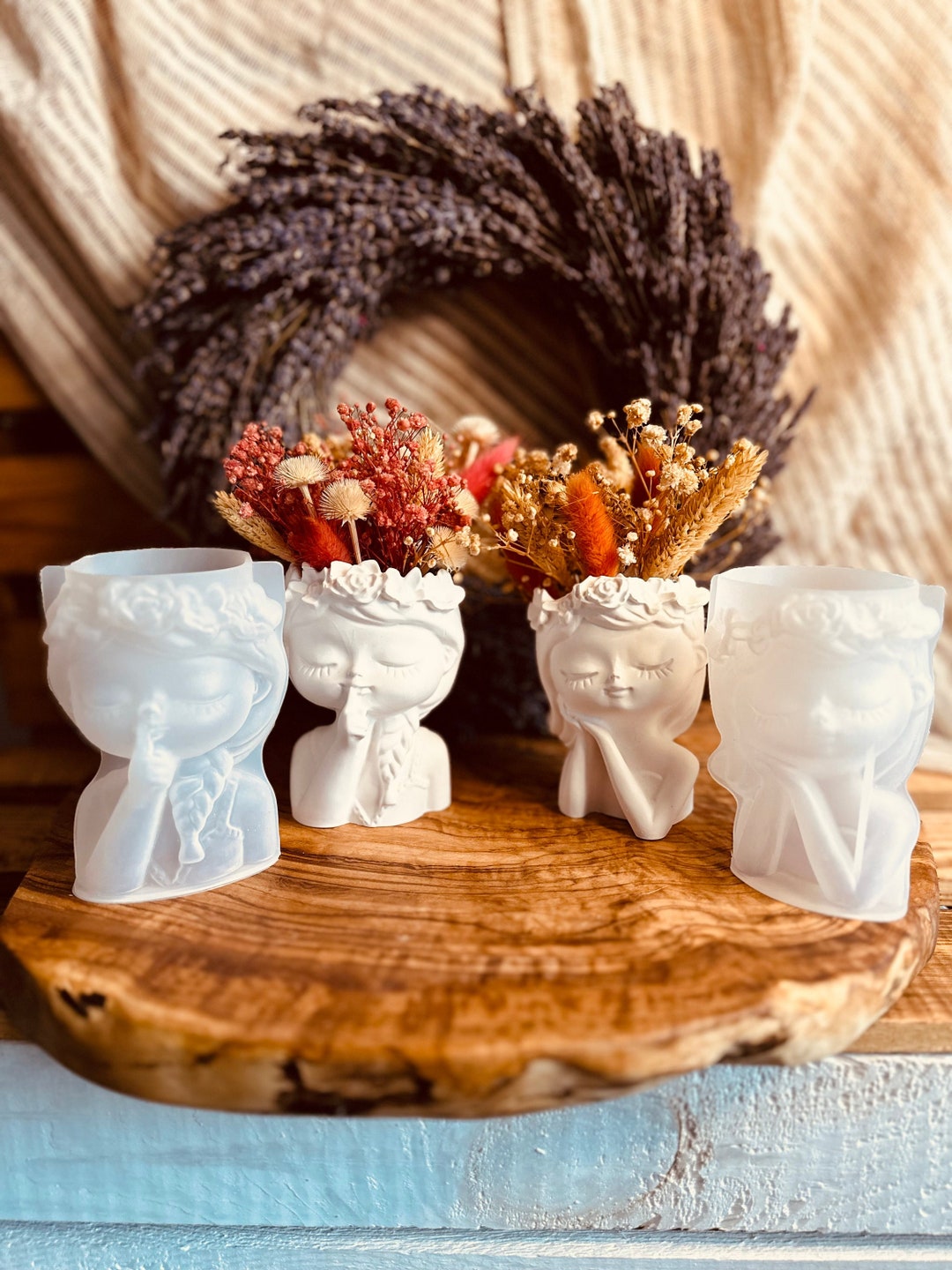 Silikonform Blumenmädchen | Gießform | Blumentopf | Vase ...