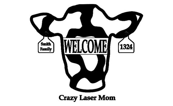 Welcome Cow Head Sign File | Etsy