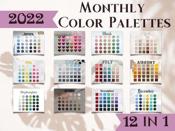 2022 Monthly Moodboard Color Palette Digital Color Palettes - Etsy