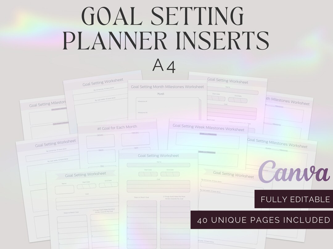 Goal Setting Tracking Printable Digital Planner Inserts A4 ...