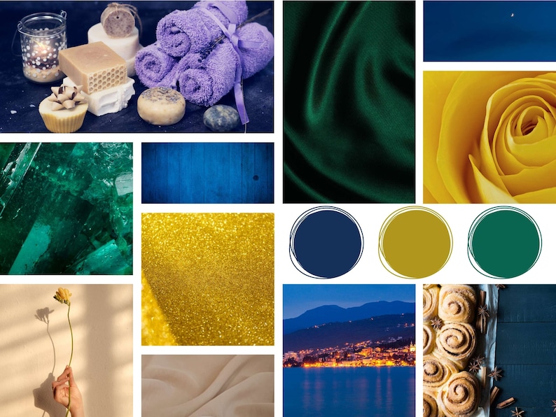 December Color Palette Emerald Green Sapphire and Gold - Etsy