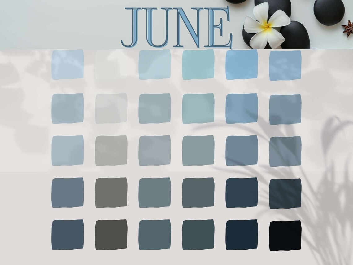 June Color Palette | HEX RGB CMYK Codes | Muted Blue Green Palette ...