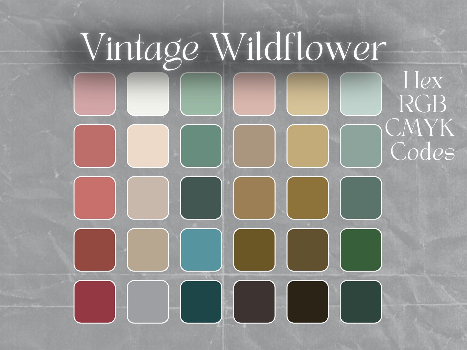 Vintage Wildflower Color Palette HEX RGB CMYK Code branding Colors ...