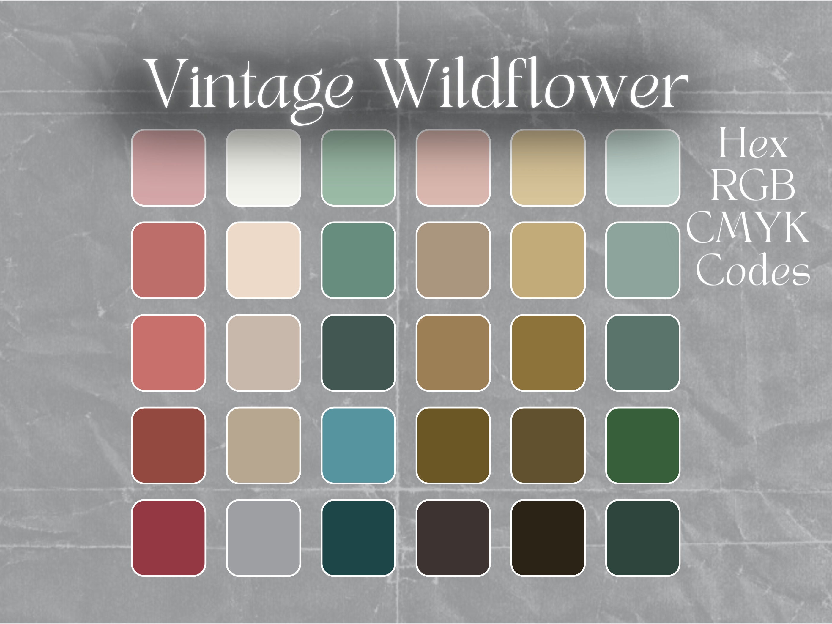 Vintage Wildflower Color Palette | HEX RGB CMYK Code |branding Colors ...