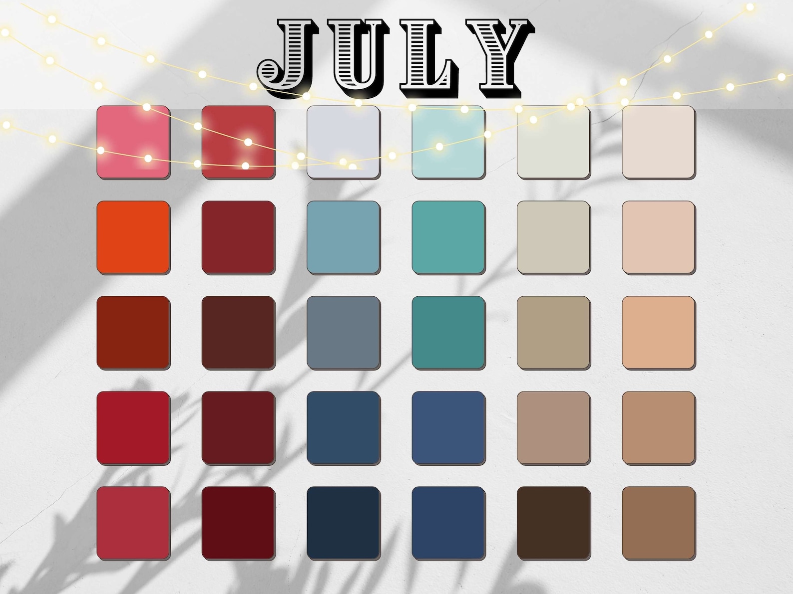 July Color Palette | HEX RGB CMYK Codes | Digital Color Palette ...