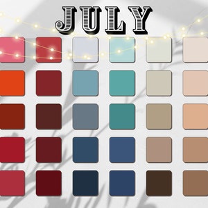 July Color Palette | HEX RGB CMYK Codes | Digital Color Palette ...