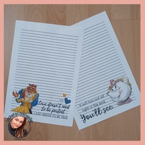 Beauty & the Beast Writing Paper Set | 6 Designs | Download ...