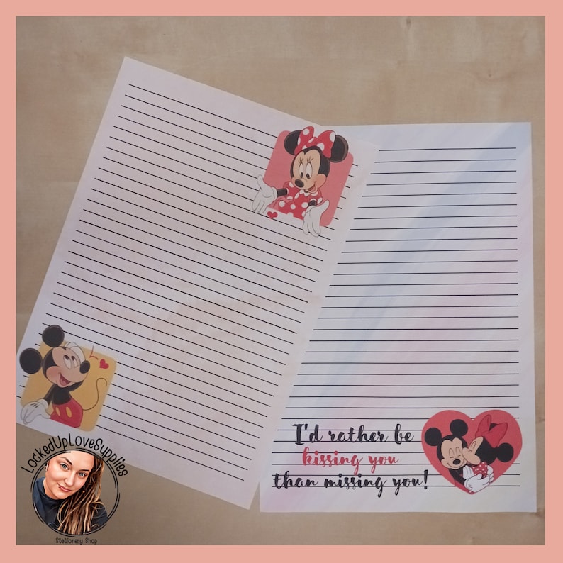 Mickey & Minnie Writing Paper Set | 6 Designs | Digital Download ...