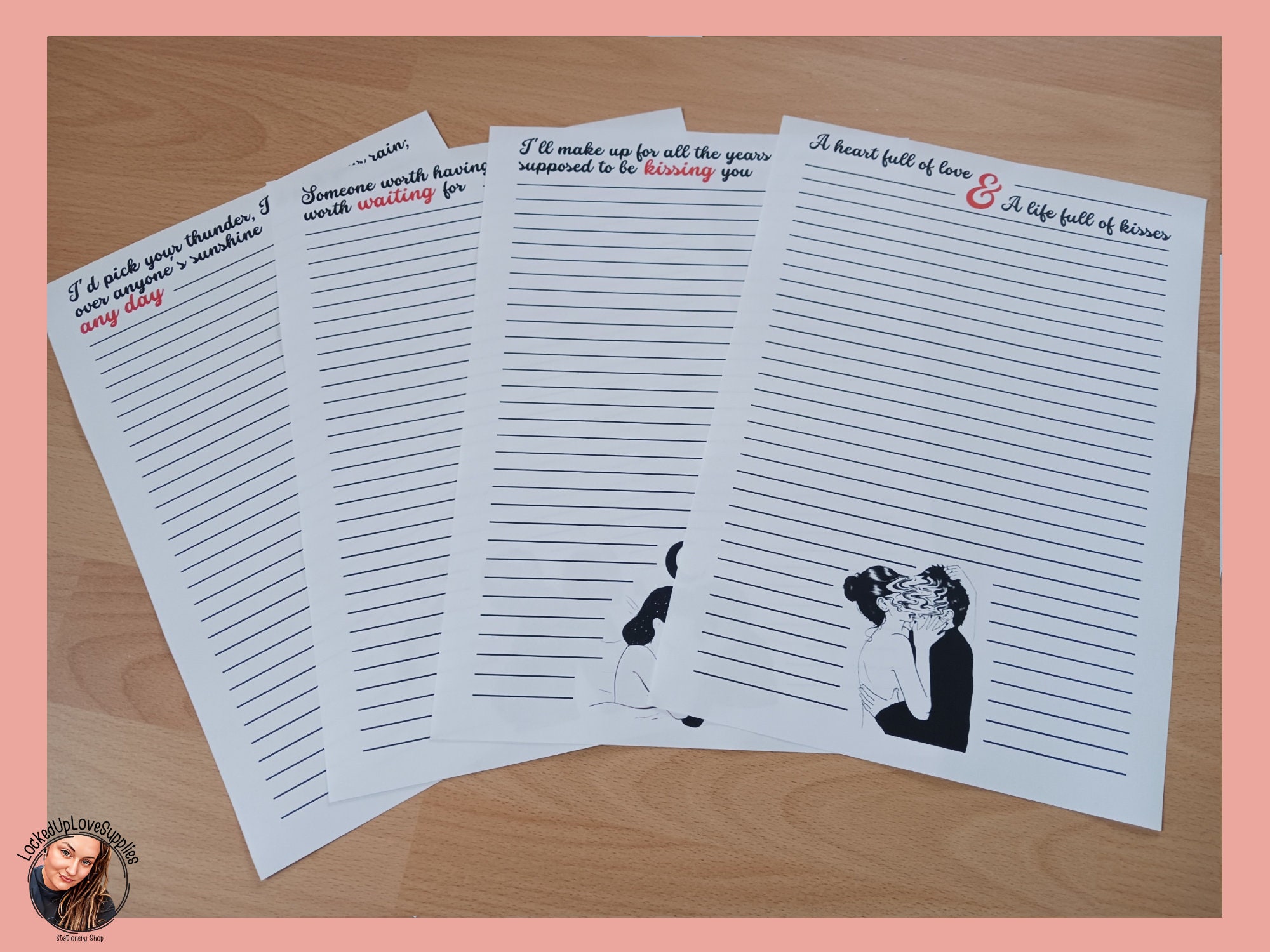 Love Quotes Writing Paper Set 4 Designs Quotes Romance - Etsy