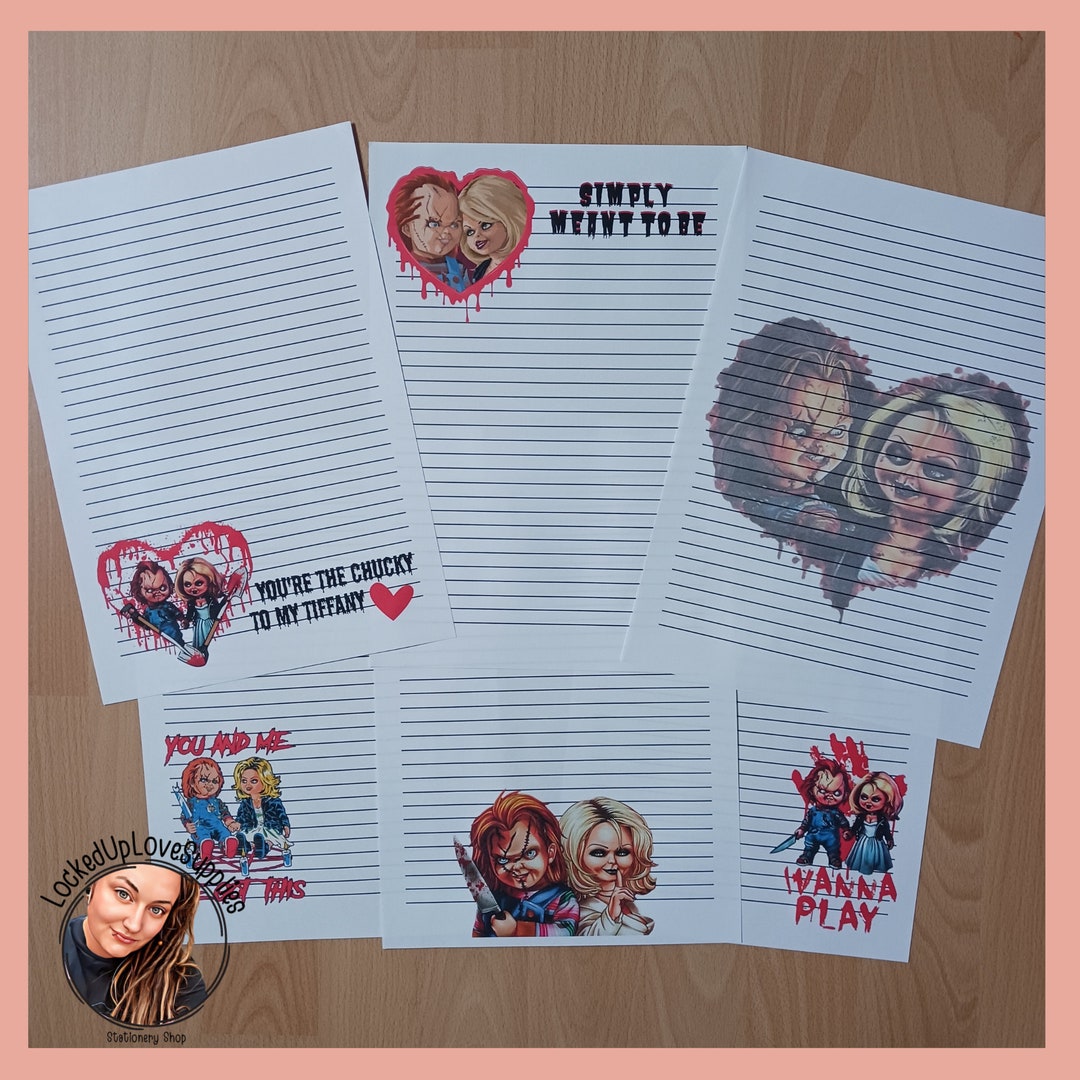 Chucky & Tiffany Writing Paper Set 6 Designs Printed Version Prisonwife ...