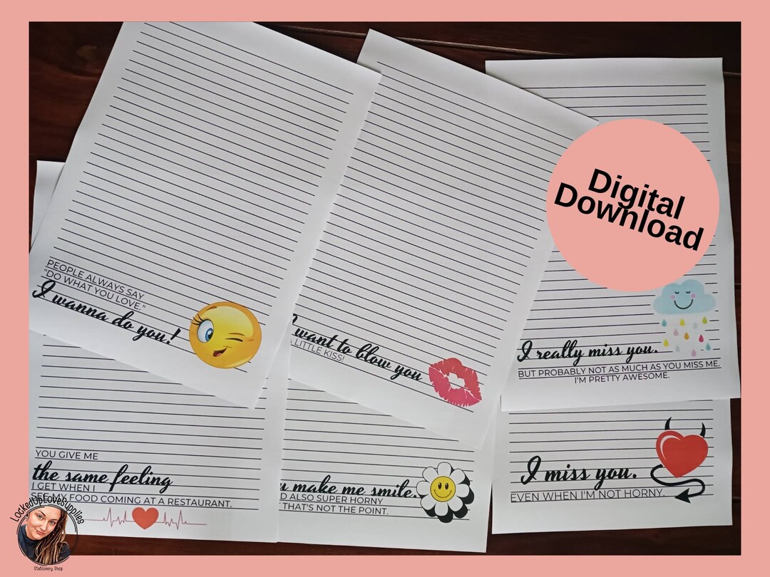 Funny Love Writing Paper Set 6 Designs Digital Download - Etsy