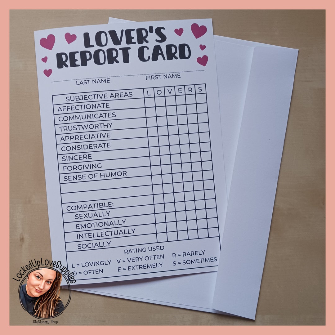 Lover's Report Card Greeting Card | Long Distance Relationship | Couple ...