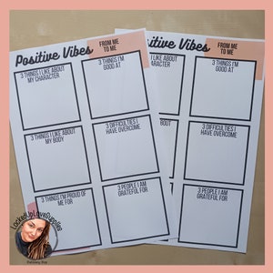 Positive Vibes Worksheets | Download | Couple Activity on Self-esteem ...