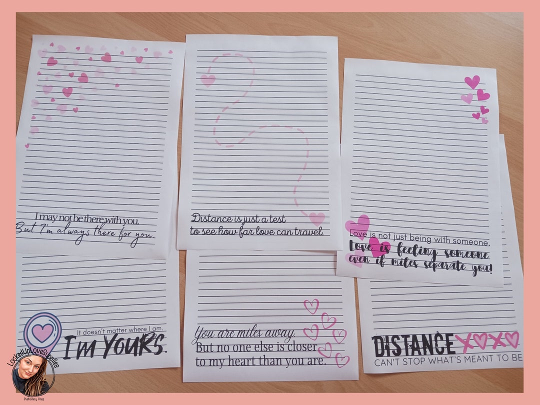 Long Distance Love Writing Paper Set 6 Designs Printed - Etsy