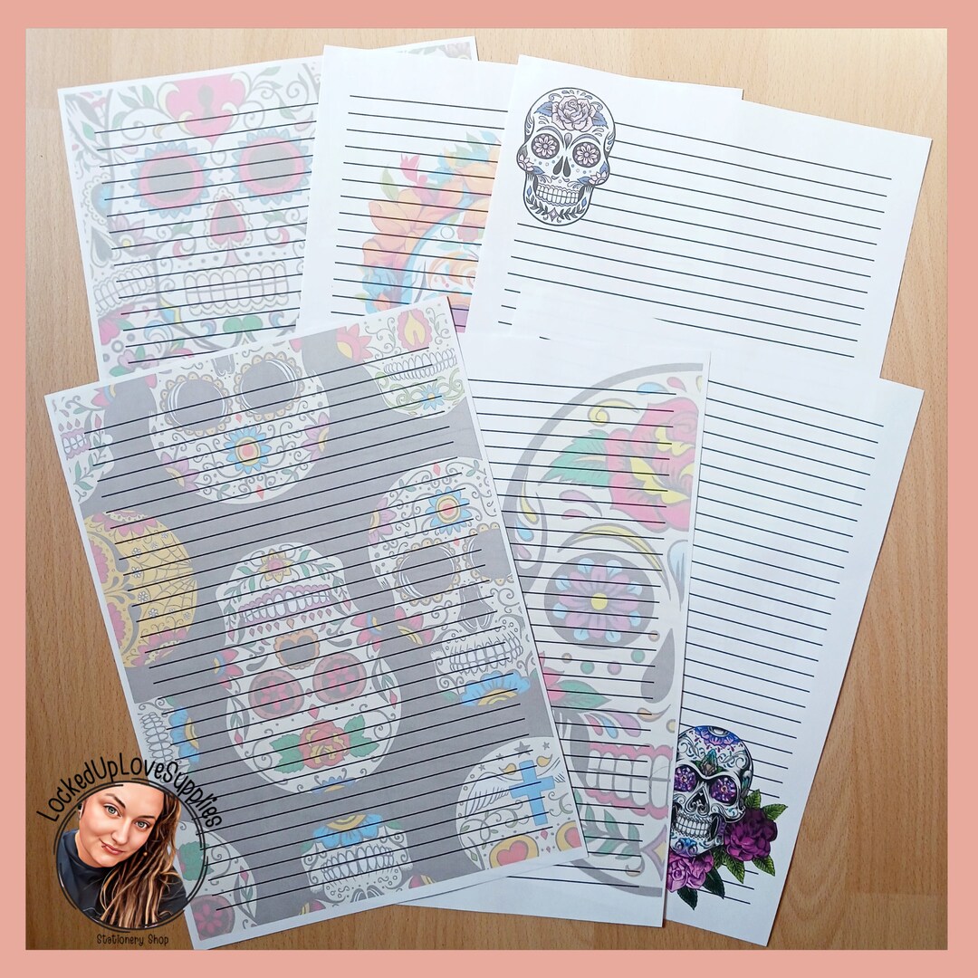 Sugar Skull Writing Paper Set | 6 Designs | Printed Version ...