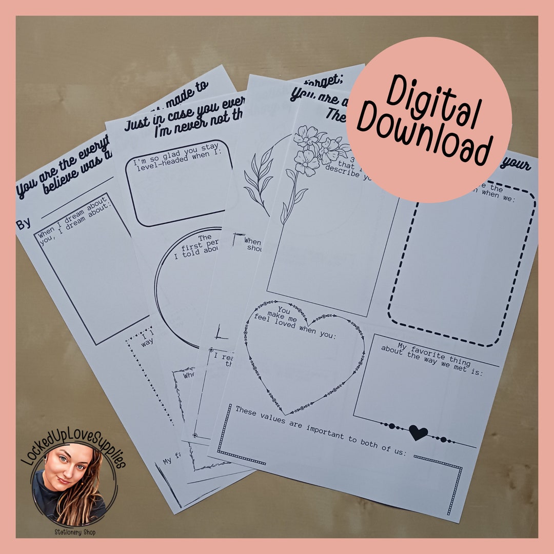 What I Love About You Paper Set | 4 Sheets | Download | Prisonwife ...