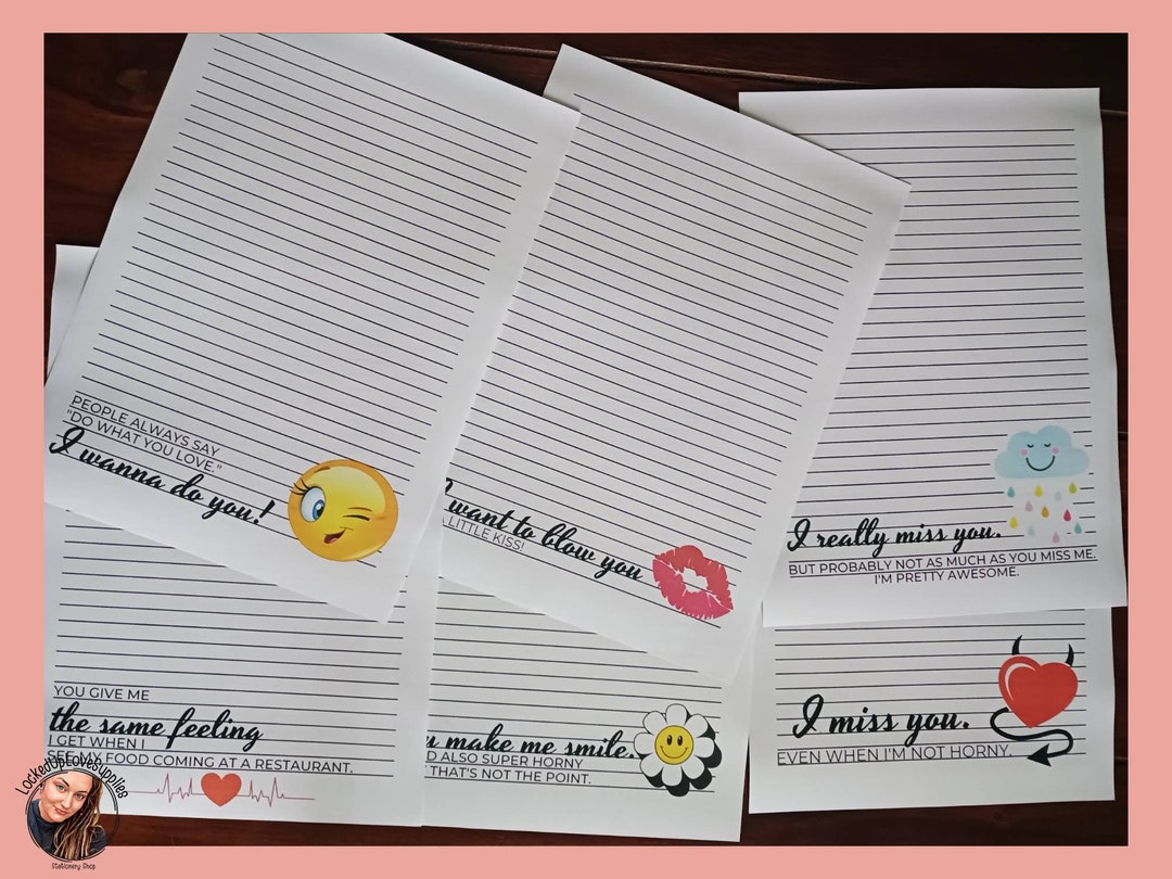 Funny Love Writing Paper Set 6 Designs Printed Version - Etsy