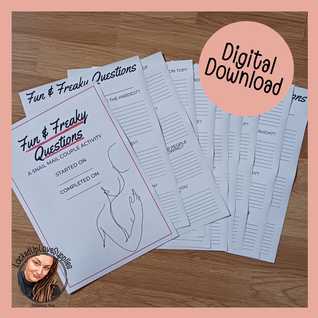 Fun & Freaky Questions Couple Activities Digitalversion Writing Paper ...