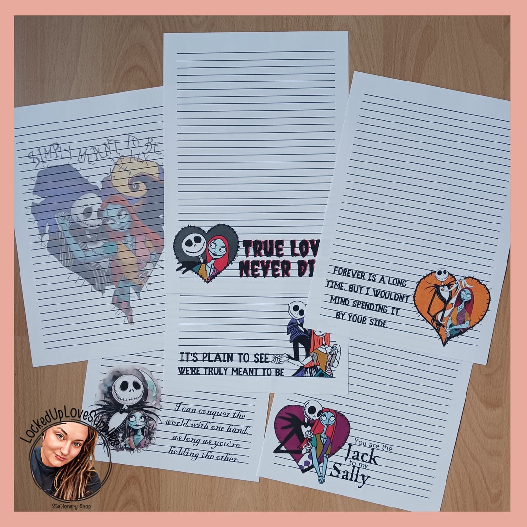 Jack & Sally Writing Paper Set | 6 Designs | Printed Version ...