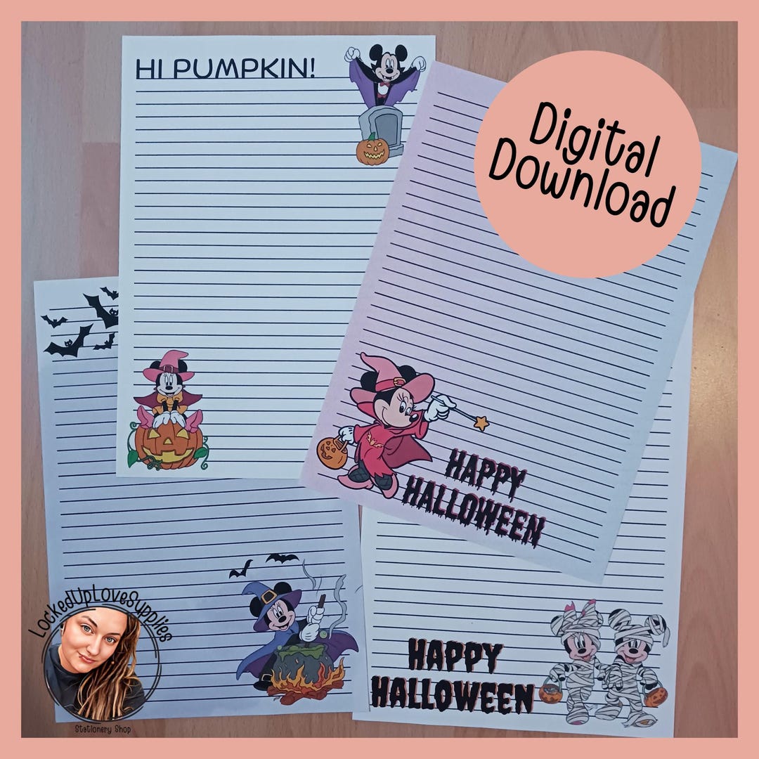 Mickey & Minnie Halloween Writing Paper Set | 4 Designs | Digital ...