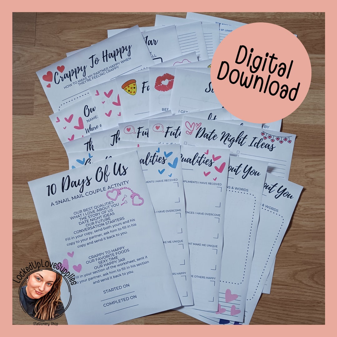 10 Days of Us Snail Mail Couple Activity | 20 Pages | Digital Download ...