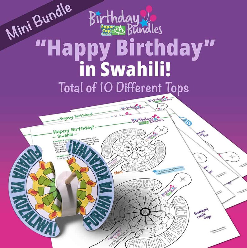 Happy Birthday in Swahili – Mini Birthday Bundle – Paper Top Printouts ...