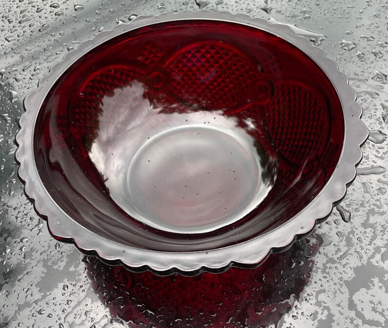 Vintage Ruby Red Glass Bowl Avon Glassware - Etsy