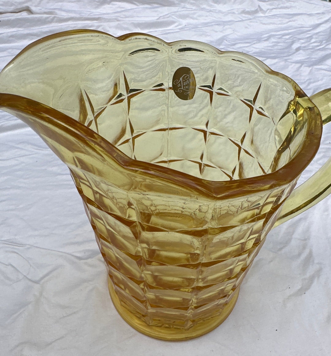 Tiara Yellow Mist Constellation 64 Oz Pitcher by Indiana Glass - Etsy
