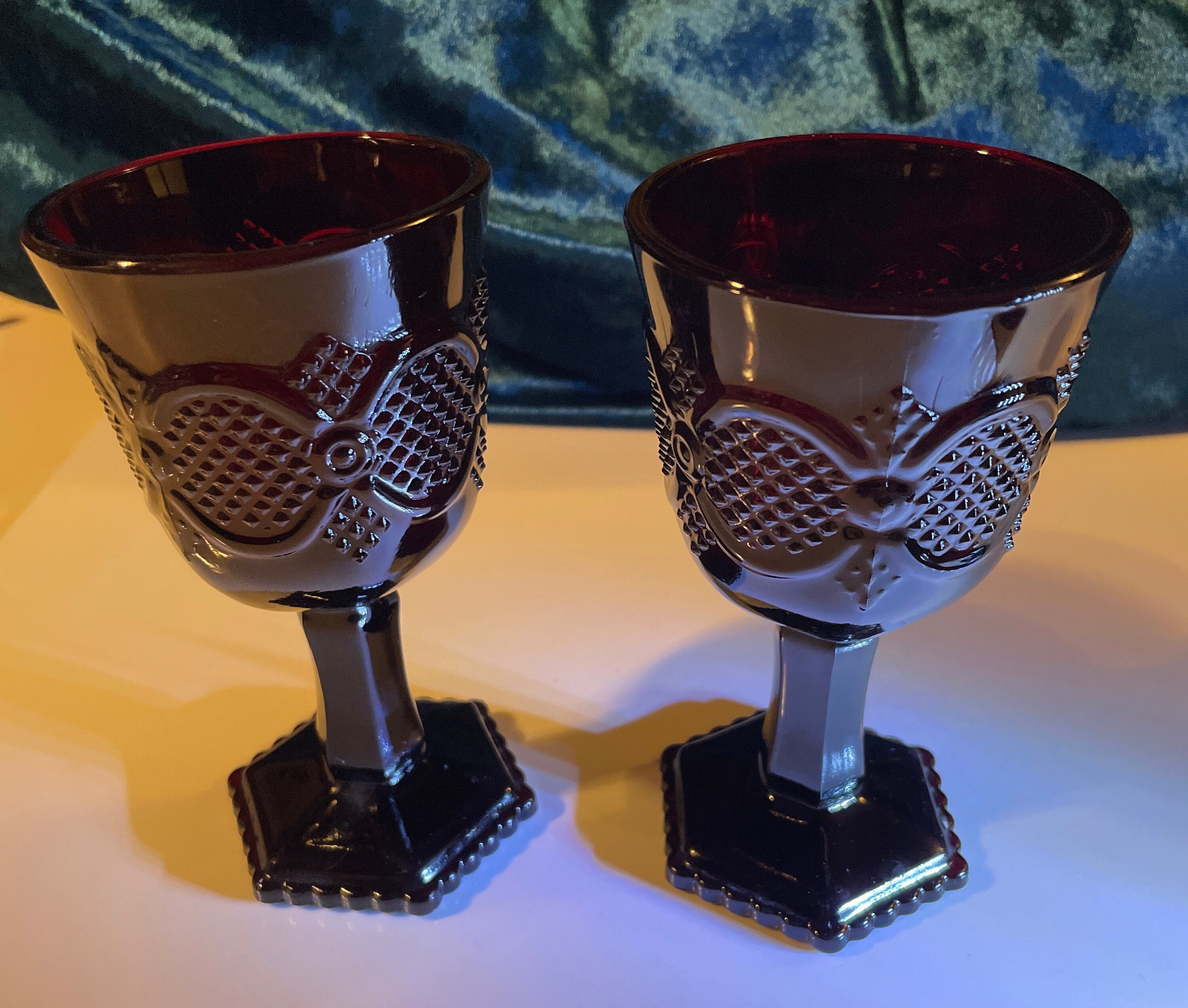 Avon Cape Cod Ruby Red Glass Claret Wine Glasses, - Etsy
